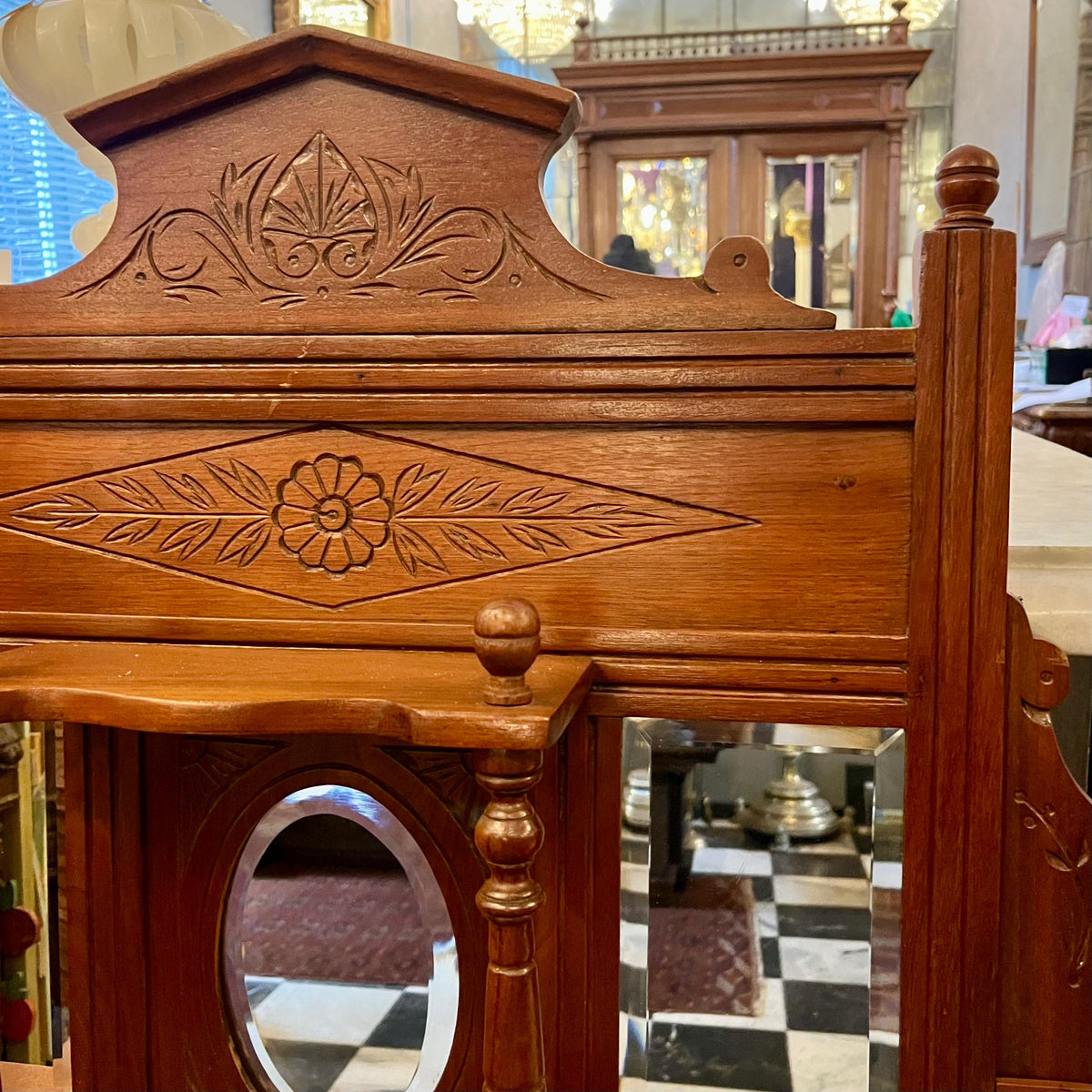 Victorian Mirrored Wall Unit with Shelving, Late 19th to Early 20th Ce ...